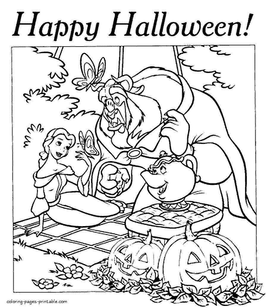 Disney Halloween Coloring Pages Beauty And The Beast COLORING PAGES