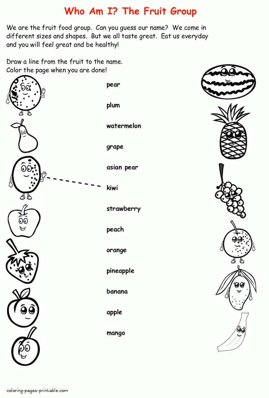 Healthy Food Coloring Sheets Fruit Group COLORING PAGES PRINTABLE COM