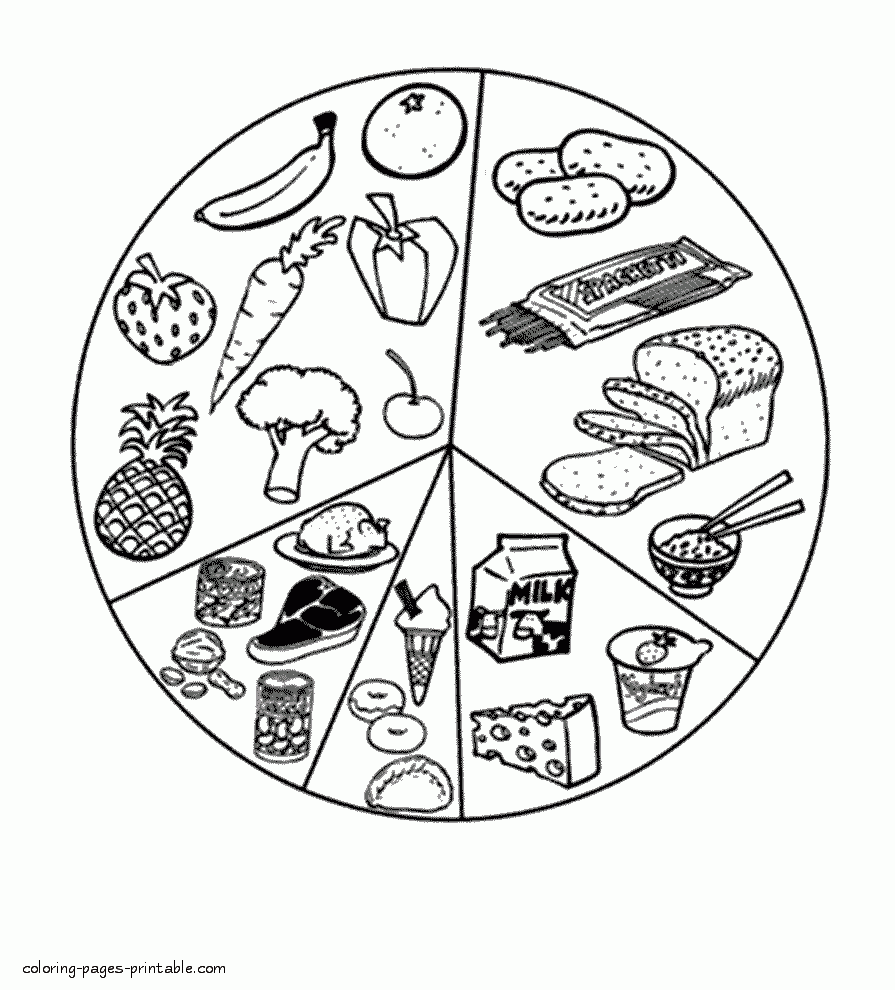 Food Coloring Pages For Preschoolers Groups Of Food COLORING PAGES