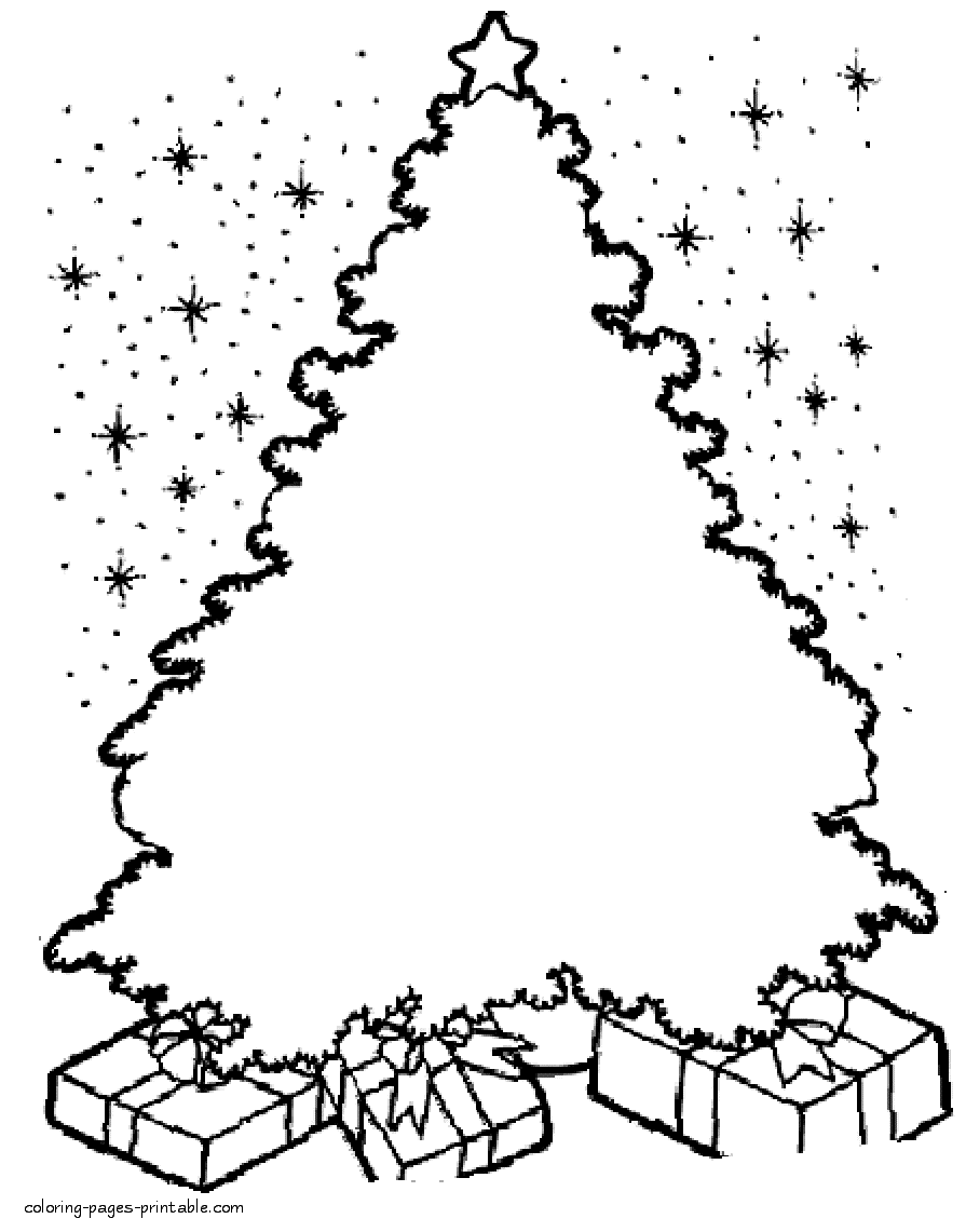 Christmas Tree Draw Ornaments Himself And Colour COLORING PAGES